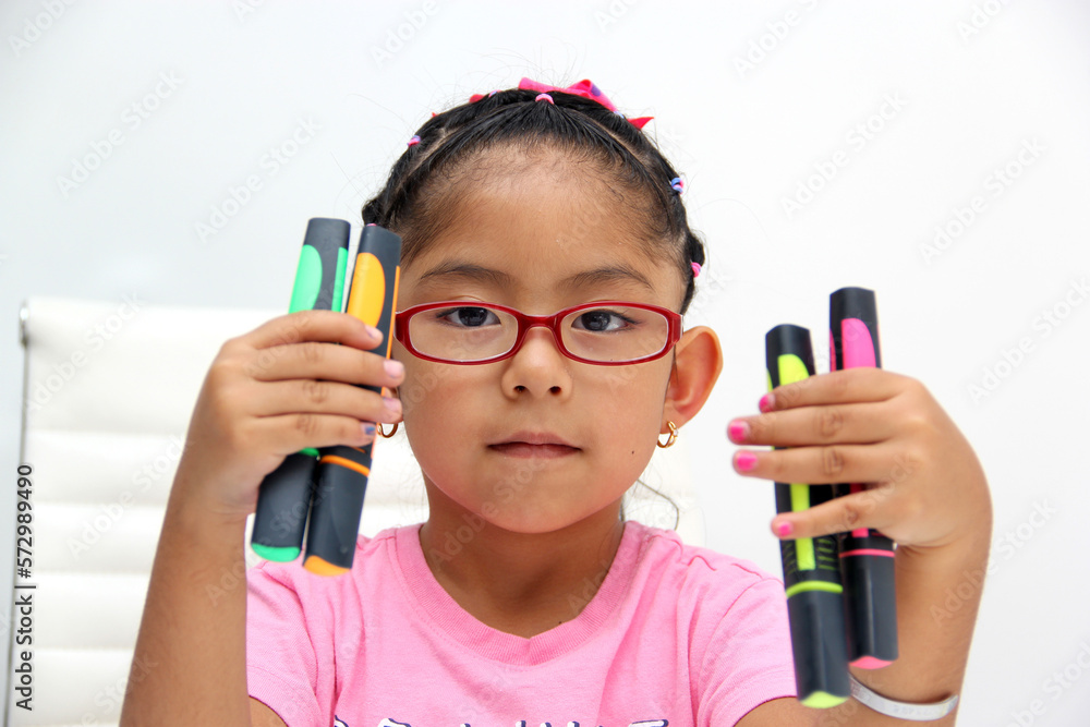 4-year-old brunette Latina girl with autism spectrum disorder ASD like ...