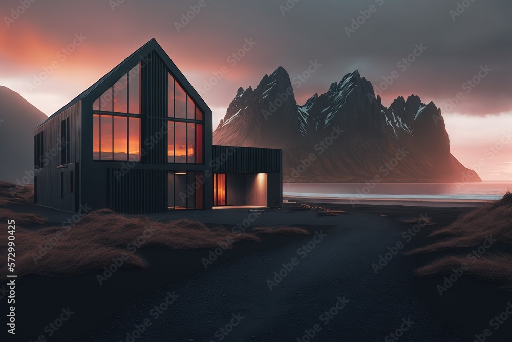 Living in nature. Beautiful solitary modern minimalistic residential ...
