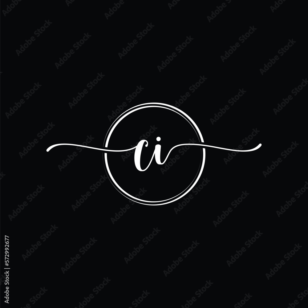 initial handwriting CI Circle logo template Illustration. CI Letter ...