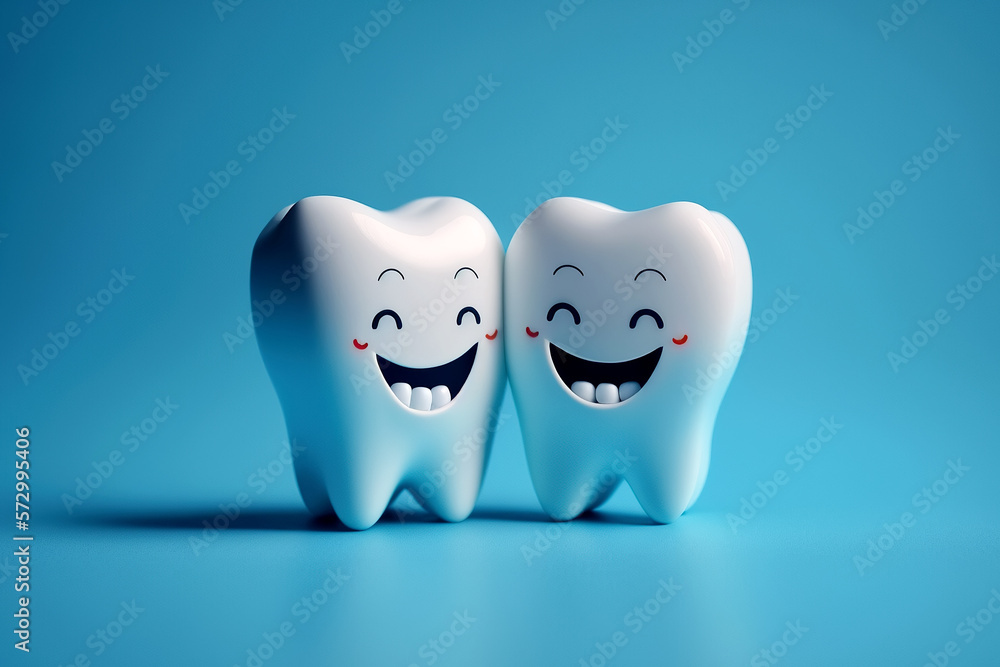 happy smiling white teeth cartoon characters. concept of dental health ...