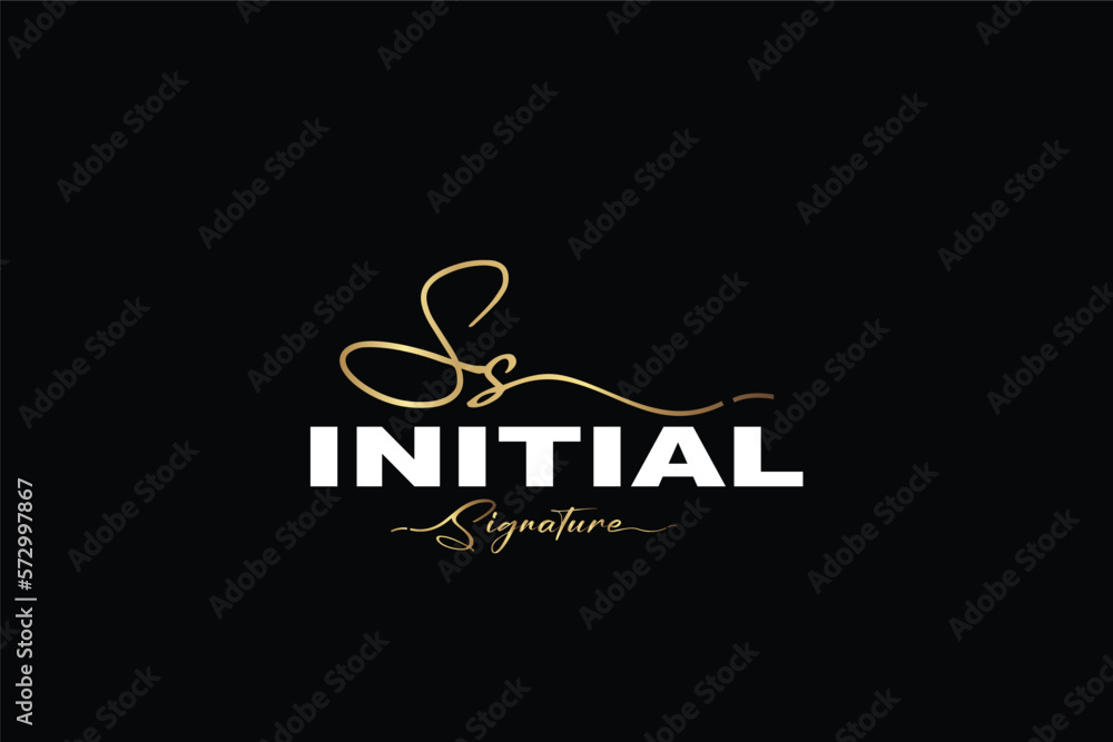 Initial S and S Logo Design in Elegant Gold Handwriting Style. SS ...
