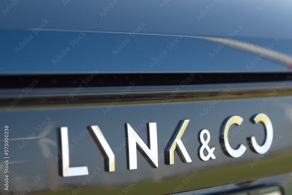 Lynk Co. emblems on the back of a dark electric car Stock Photo | Adobe ...