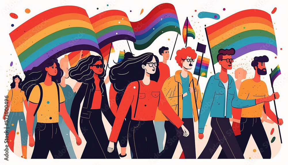 Generative AI A group of people participating in a Pride parade. LGBT ...