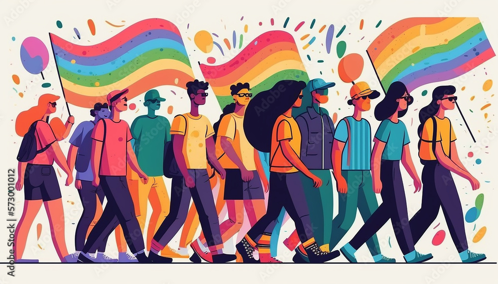 Generative AI A group of people participating in a Pride parade. LGBT ...
