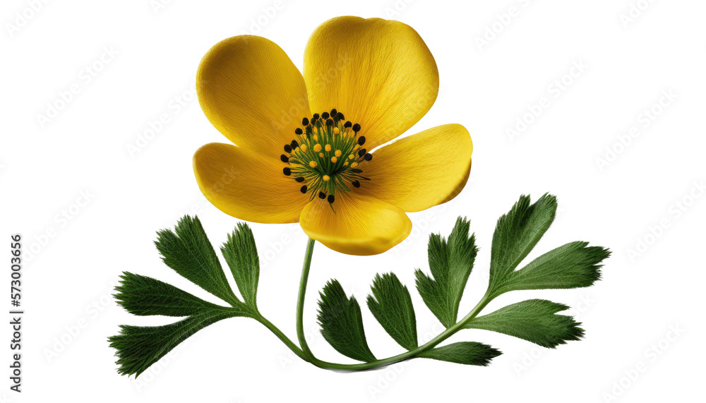 Yellow Buttercup Flower illustration, Isolated, Transparent background ...