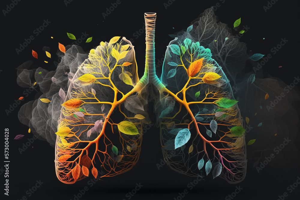 Breathing Easy: An Illustration of Healthy Lungs in vibrant colors. Ai ...