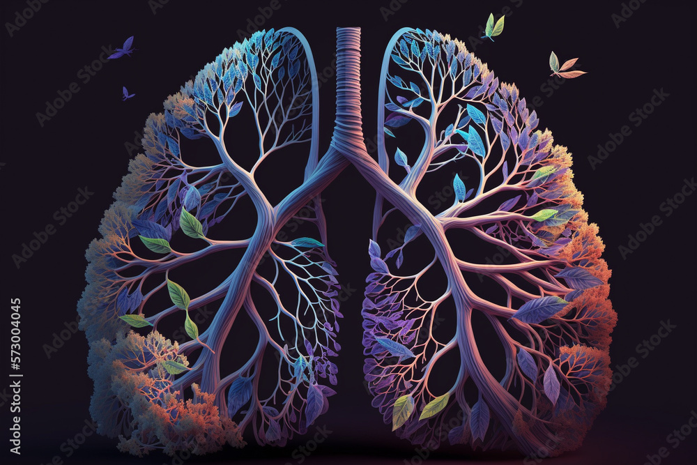 Breathing Easy: An Illustration of Healthy Lungs in vibrant colors. Ai ...