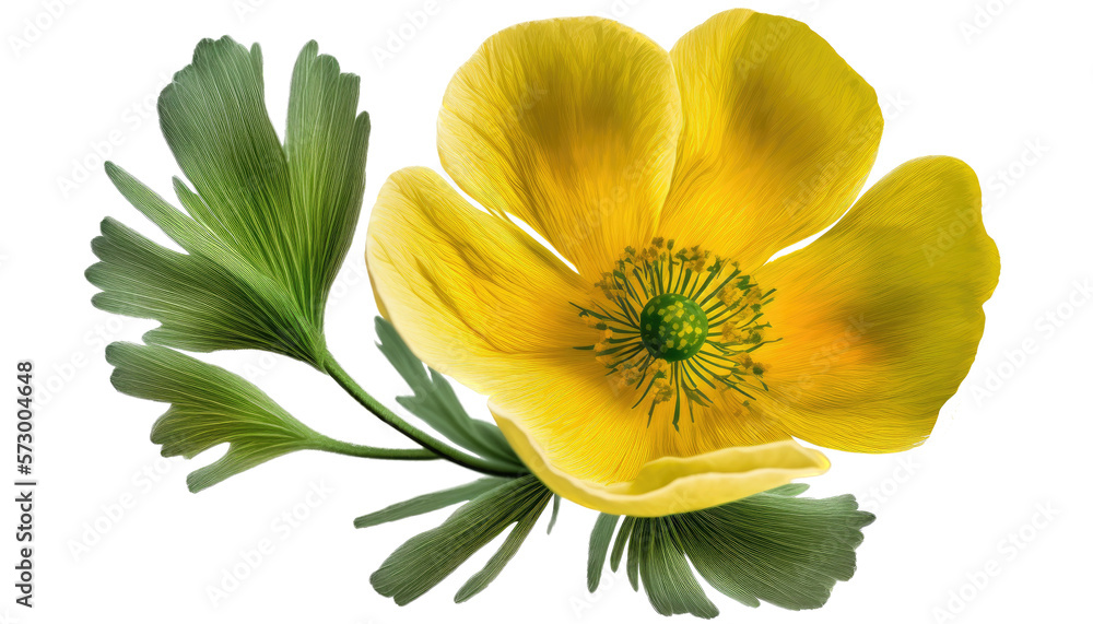 Yellow Buttercup Flower illustration, Isolated, Transparent background ...