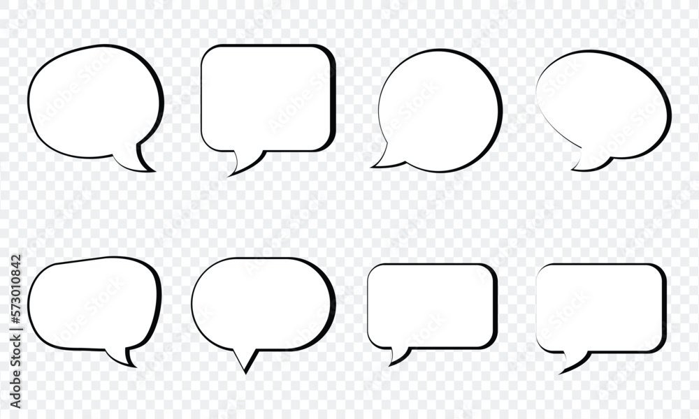 Set of comic speech bubbles on transparent background. Retro empty ...