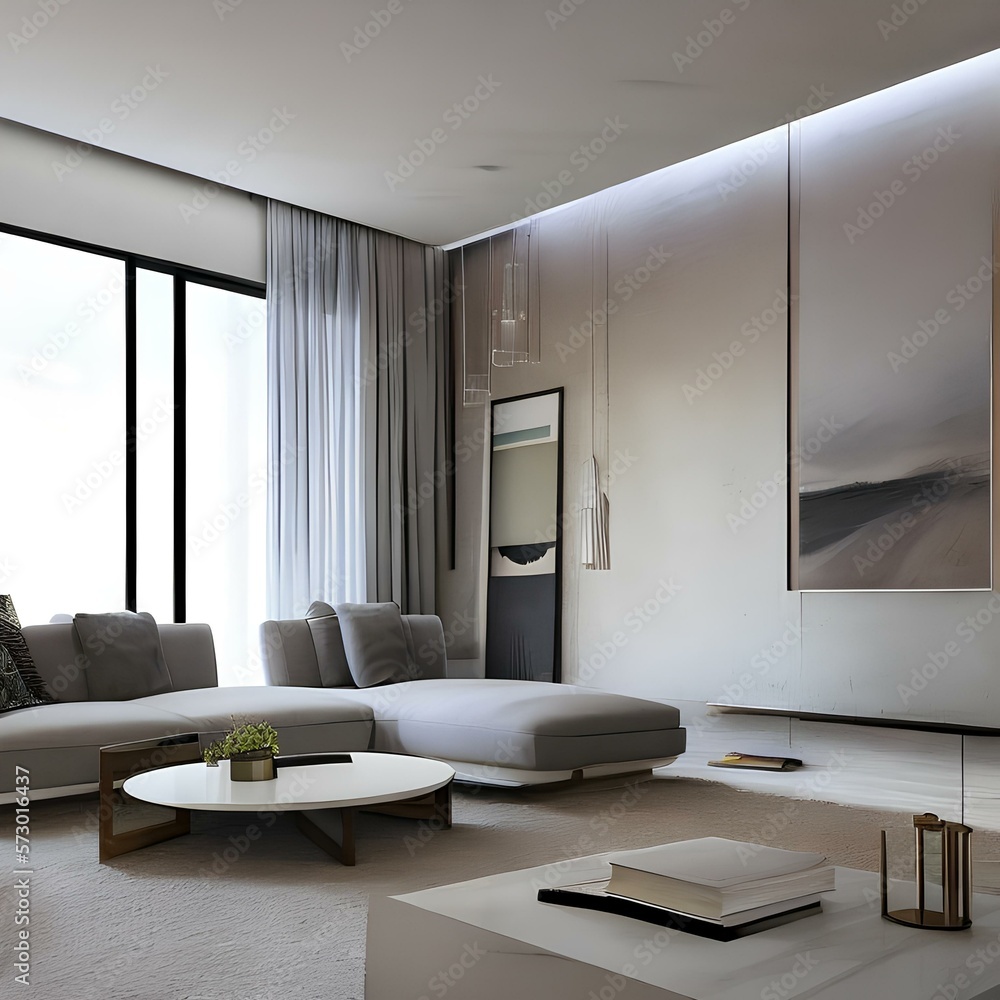 A sleek and modern home with an all-white color palette and minimalist ...