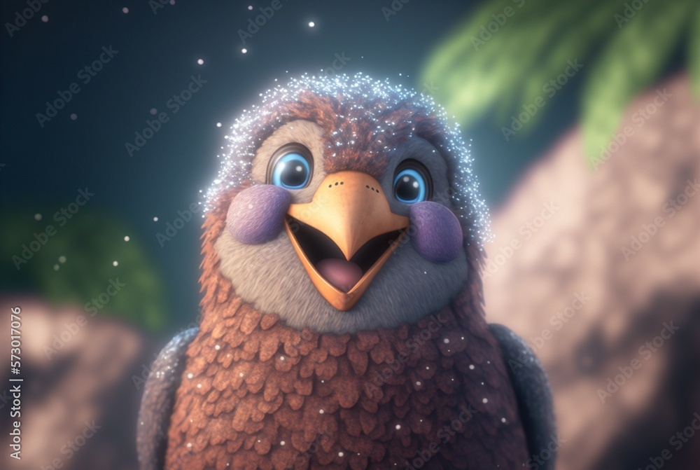 Smiling baby bird. Cartoon character for children's books. Generated by ...