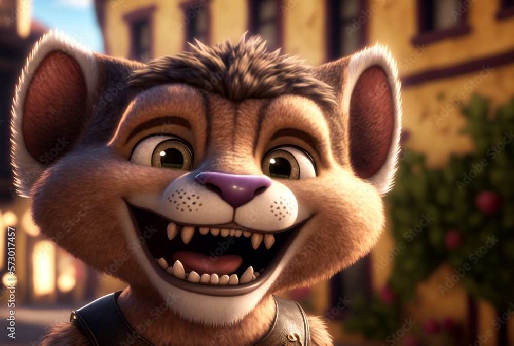 Smiling happy lion cub. Cartoon character for children's books ...