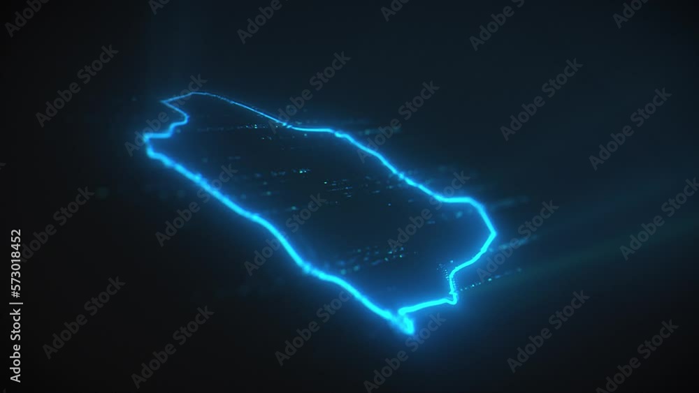 Saudi Arabia technology map, Perspective view, KSA digital glitch ...