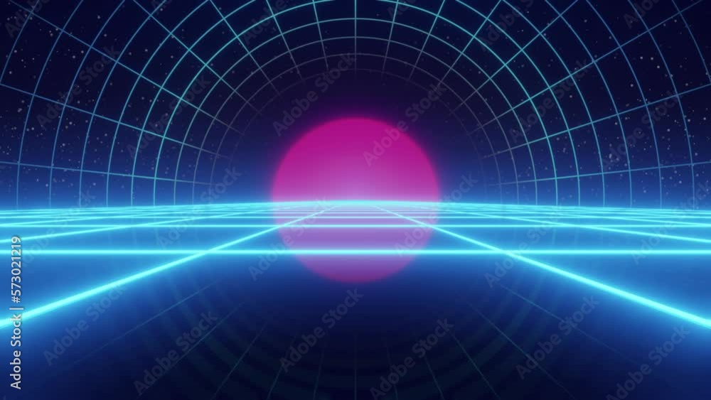Vidéo Stock Synthwave animated Background. 80s wireframe Landscape ...