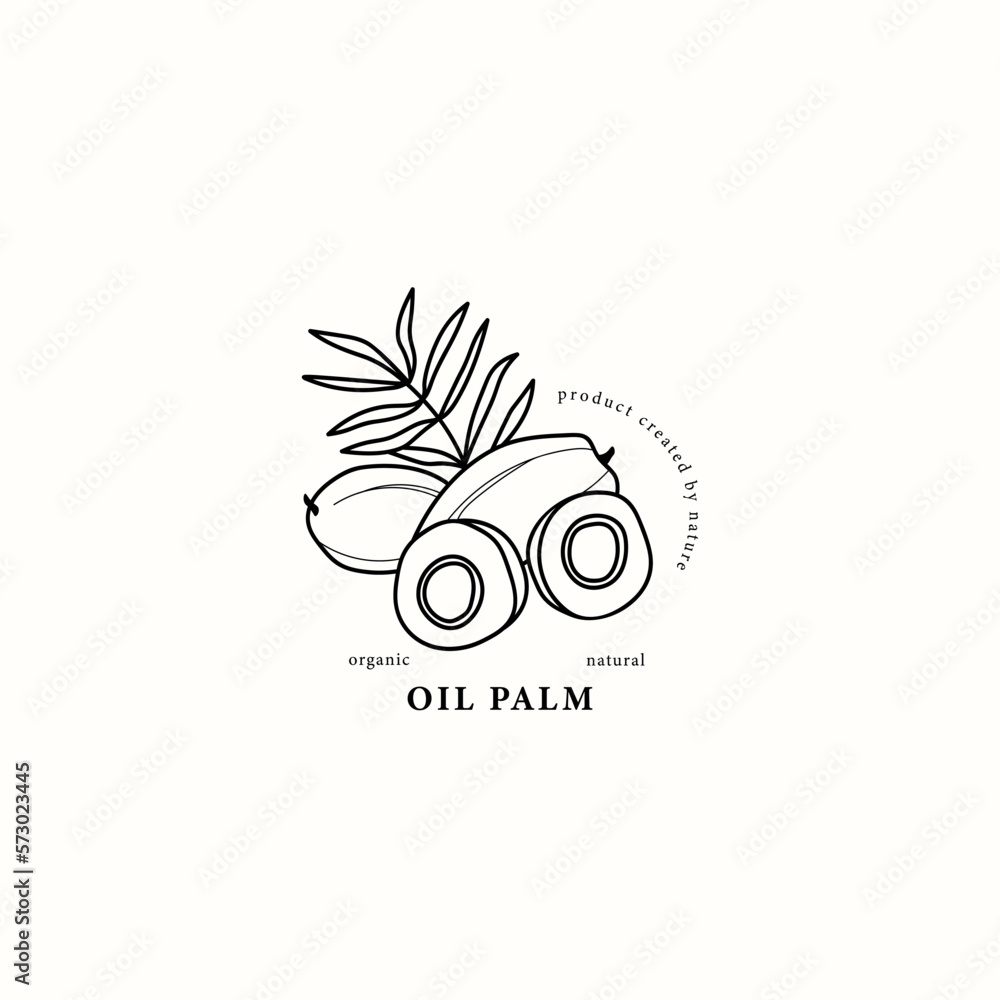 Line art oil palm tree illustration Stock Vector | Adobe Stock