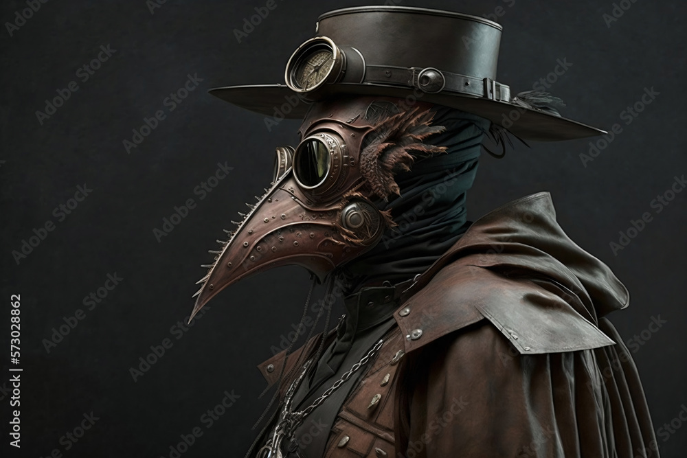 Mysterious Masked Man Plague Doctor, with Bird Mask and Hat. Steampunk ...