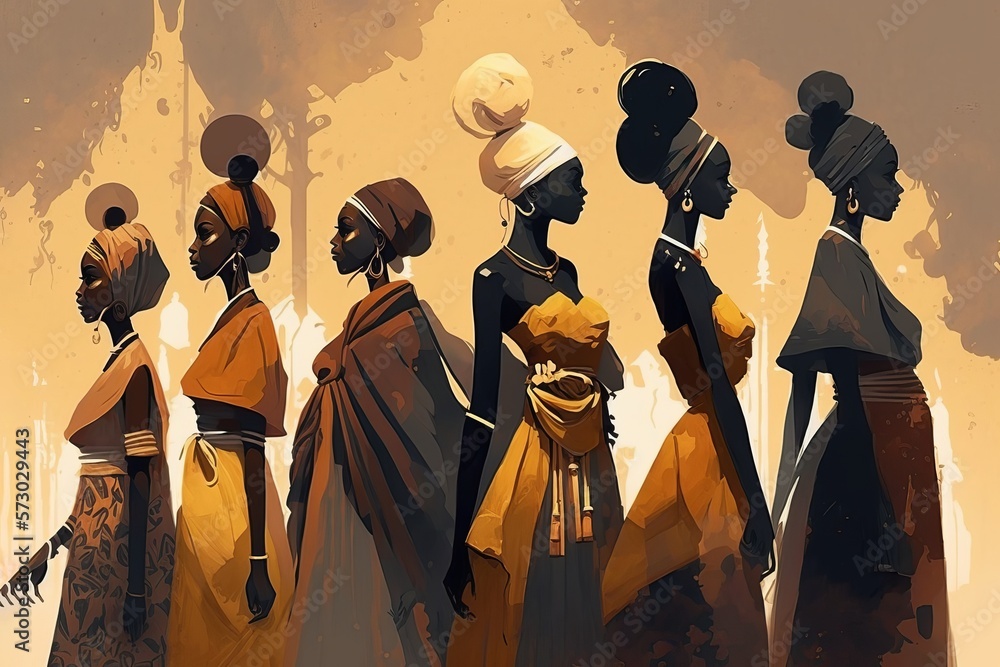 Concept art illustration, based on a tribe of tall and beautiful ...