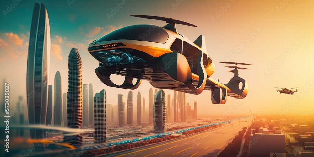 Future of urban air mobility, city air taxi, UAM urban air mobility ...