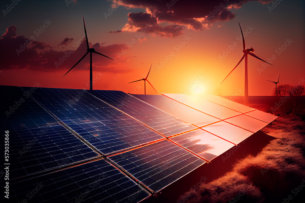 solar cell plant and wind generators connected to smart grid.Energy ...