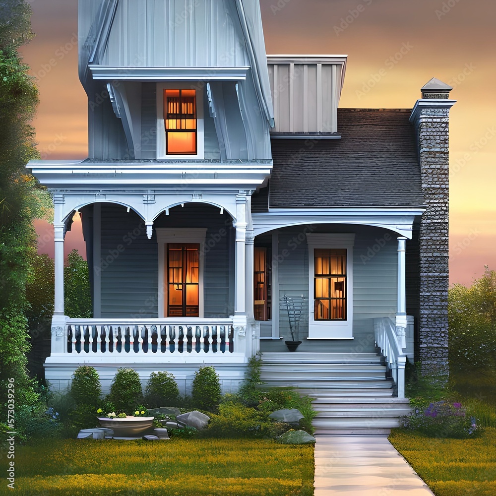 10 A home with a small front porch and a bay window on the first floor ...