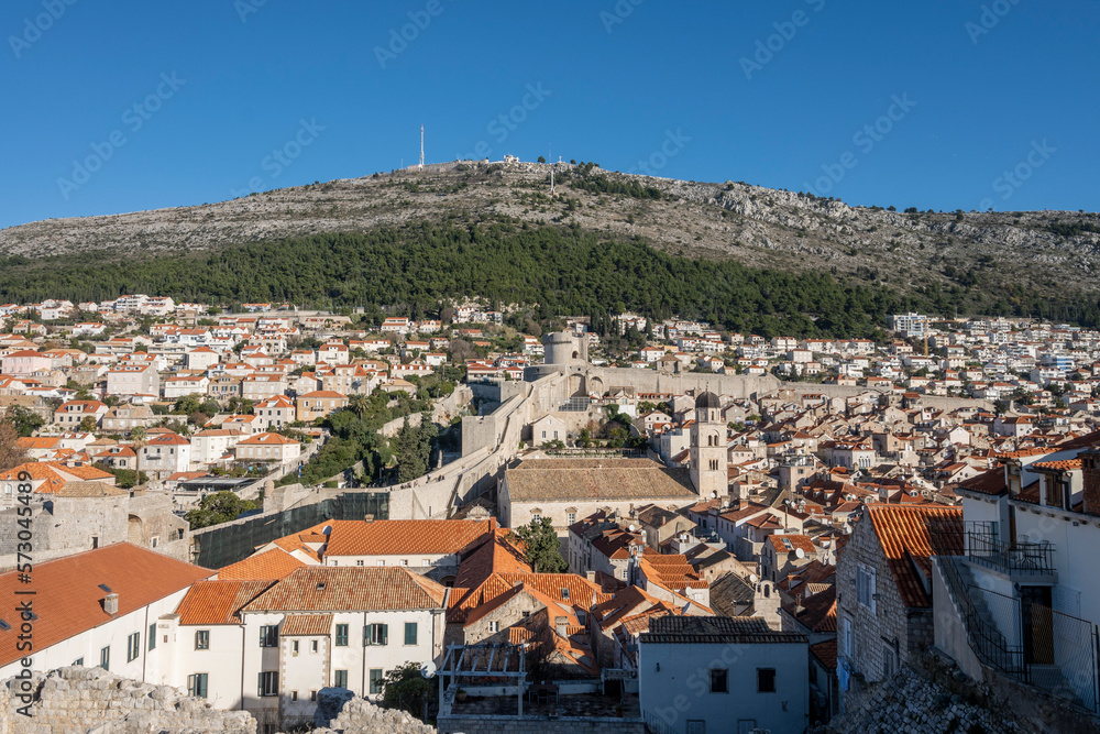 Wonderul, stone, medieval walls and towers of Dubrovnik, Croatia, one ...