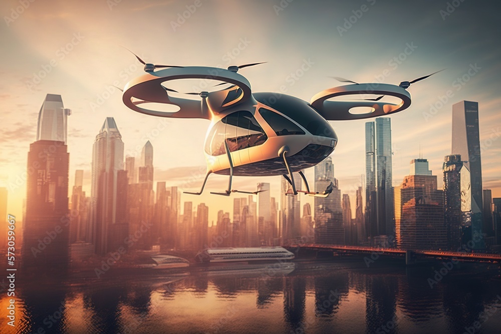 Future of urban air mobility, city air taxi, UAM urban air mobility ...