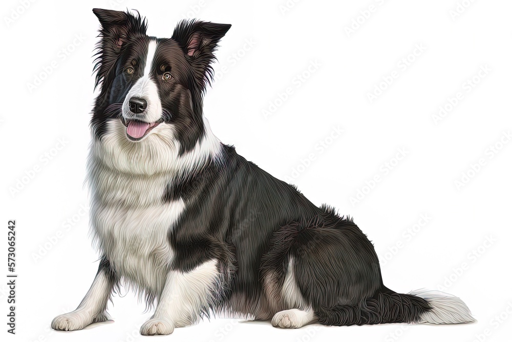 11-year-old border collie in front of white backdrop Generative AI ...