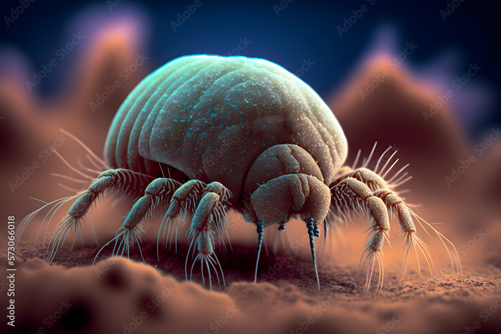 Dust mite magnified through an electron microscope. Generative AI Stock ...
