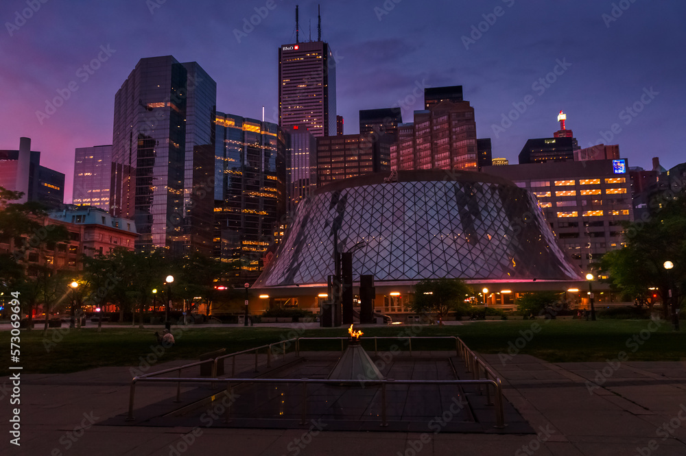 Toronto, Canada - 07 01 2022: Summer night view at David Pecaut Square ...