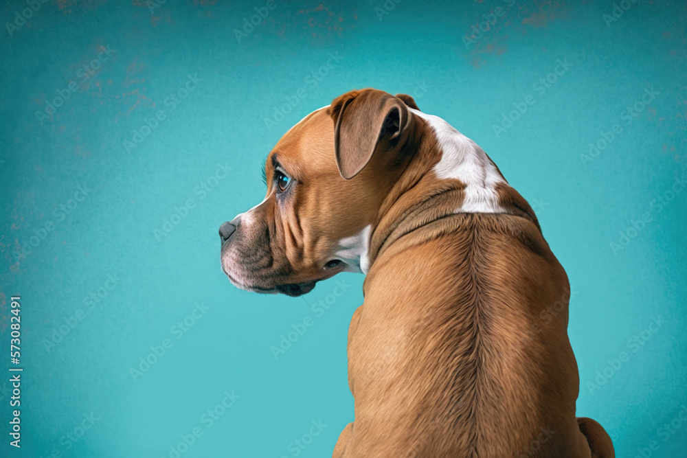 Studio portrait of a sad guilty dog on a colored background, concept of ...