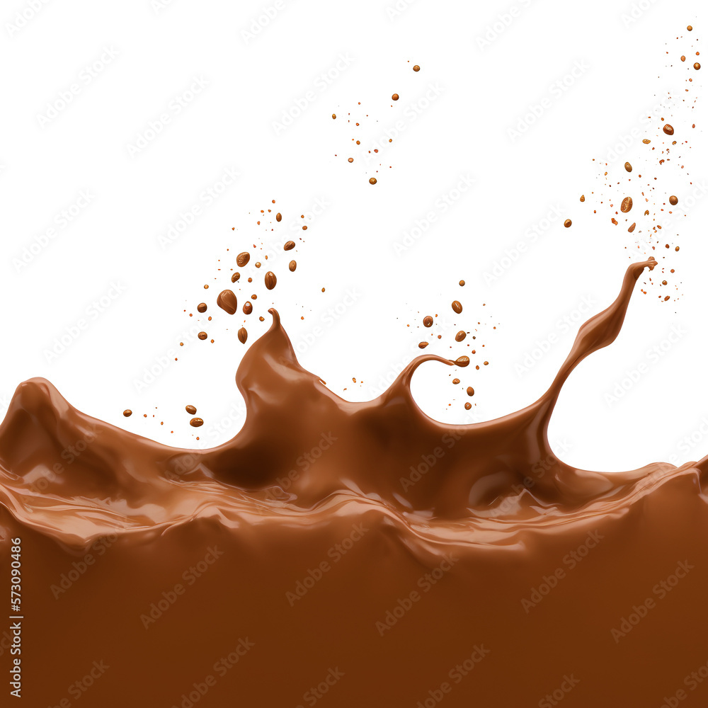 Illustration of melted and splashed chocolate element. pouring flowing ...