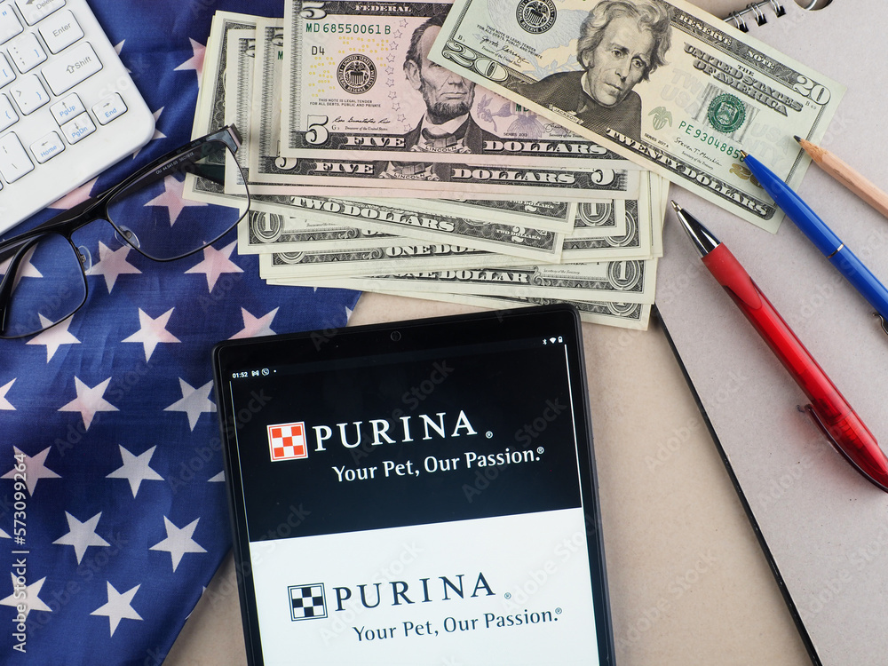 In this photo illustration, Nestle Purina PetCare logo seen displayed ...