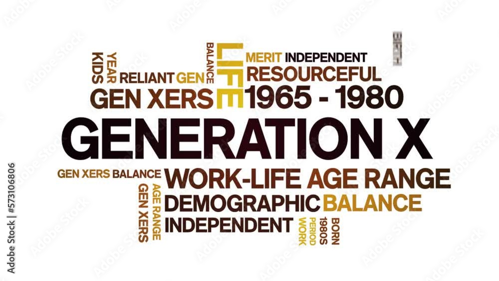 Generation X animated tag word cloud;text design animation kinetic ...