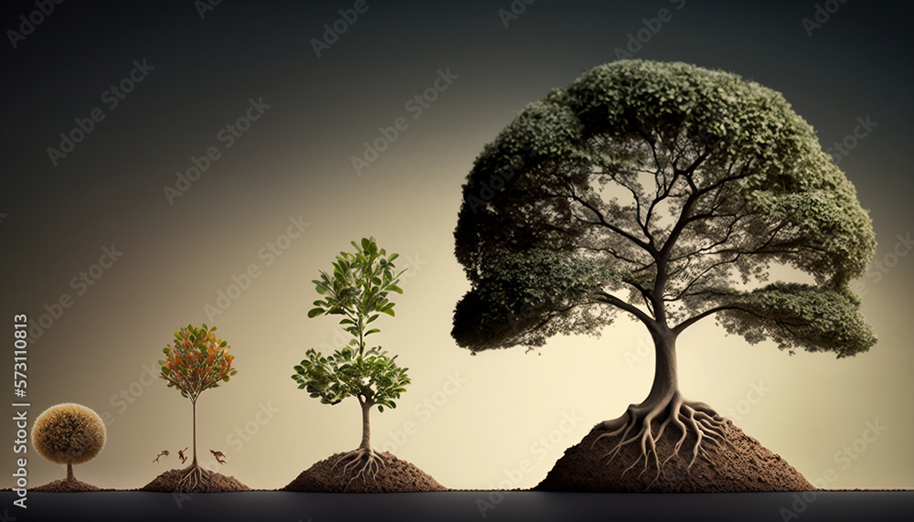 Growth illustration with saplings growing into trees Stock Illustration ...