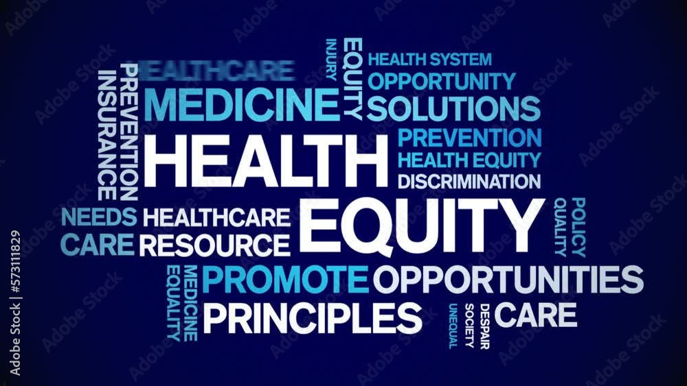 Health Equity animated tag word cloud;text design animation kinetic ...
