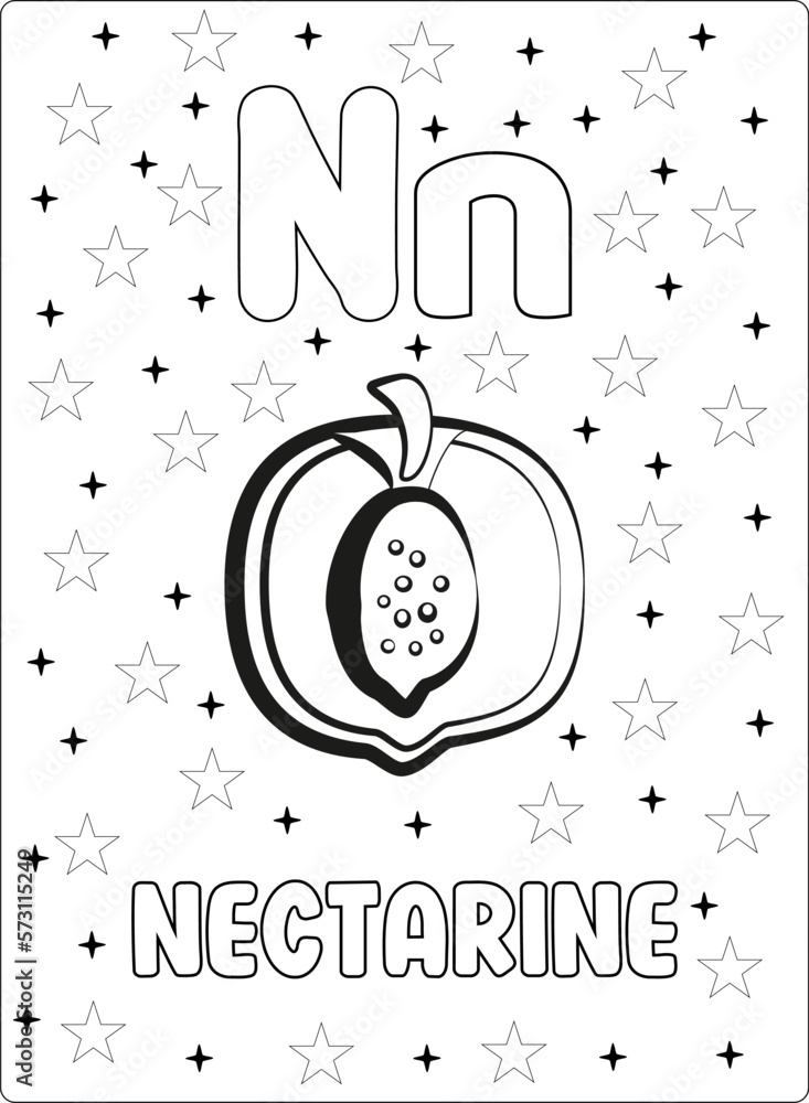 Fruits Alphabet Coloring N Nectarine Tracing. Alphabet Letter Tracing ...