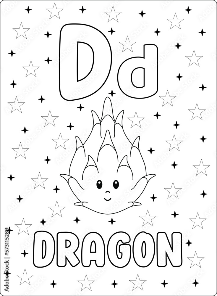 Fruits Alphabet Coloring D Dragon Tracing. Alphabet Letter Tracing ...