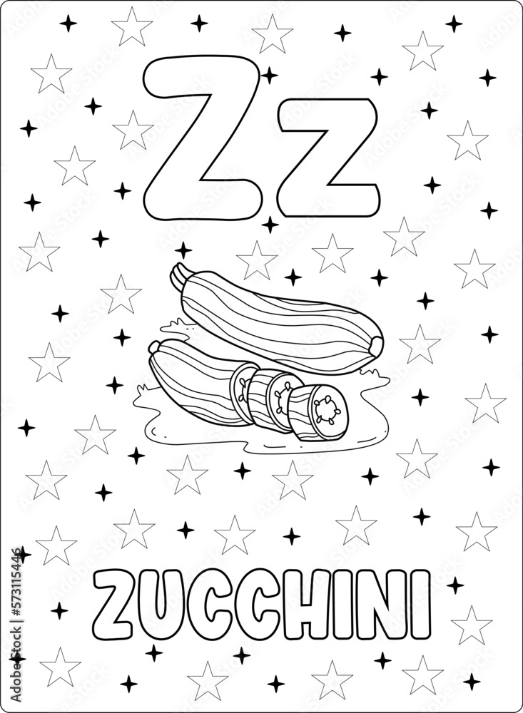 Fruits Alphabet Coloring Z Zucchini Tracing. Alphabet Letter Tracing ...