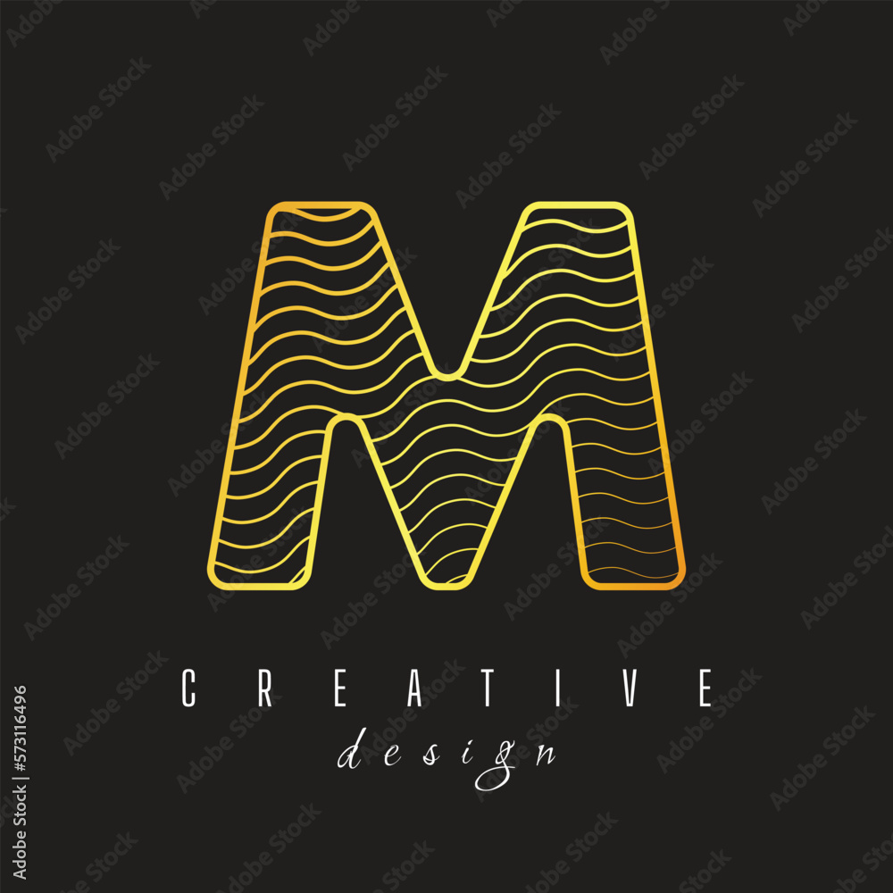 Letter M golden color logo icon design template elements octagon Stock ...