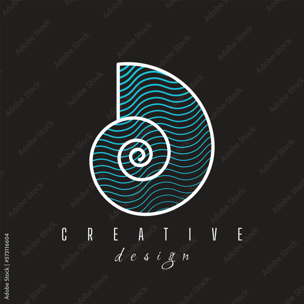 Nautilus shell black background Isolated logo on white background Stock ...