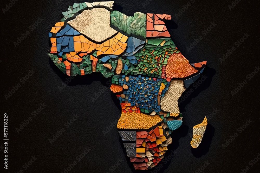 Africa map mosaic, black history, Generative AI Stock Illustration ...