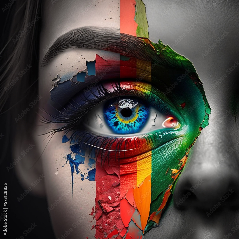 Surreal illustration of a colorful person's eye Stock Illustration ...