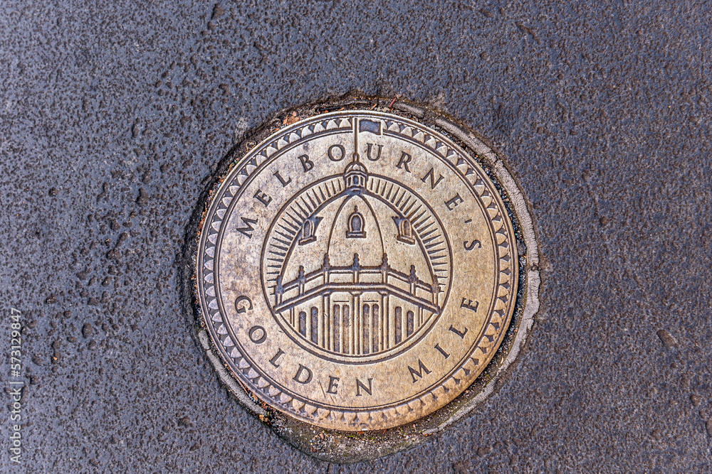 Melbourne's Golden Mile pavement marker disc, Melbourne's Golden Mile ...