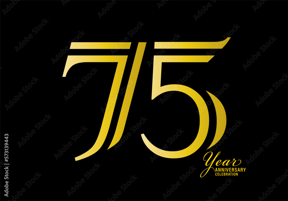 75 years anniversary celebration logotype gold color vector, 75th ...