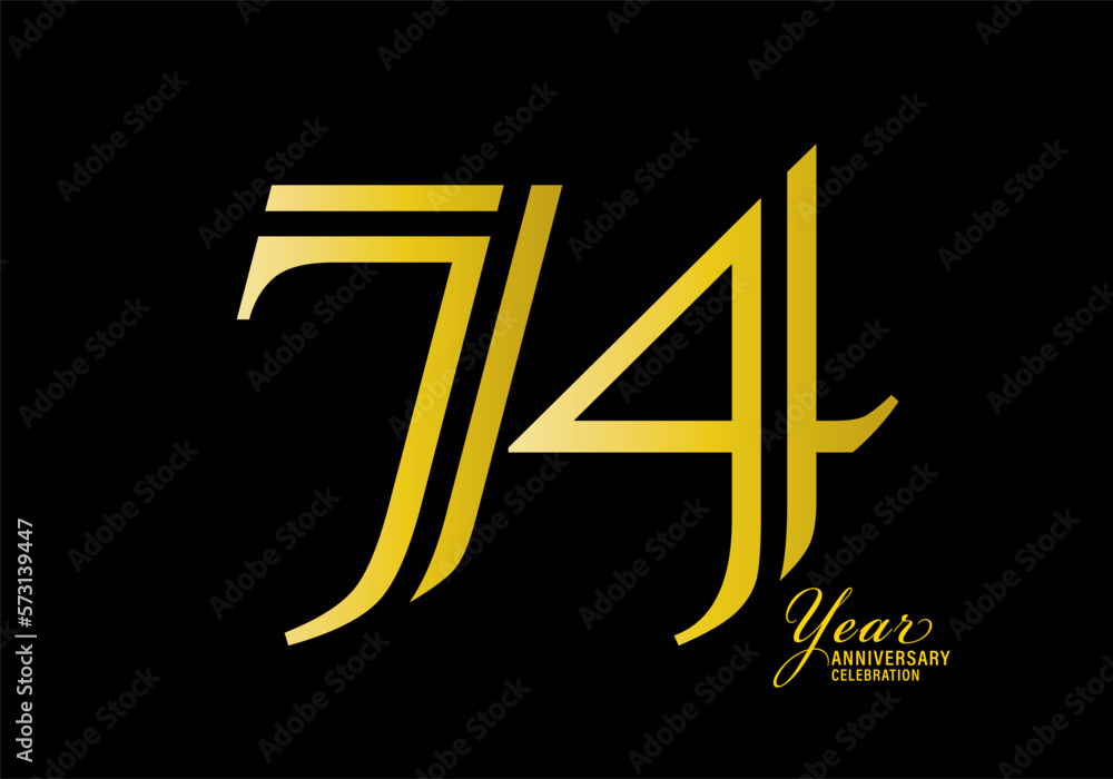 74 years anniversary celebration logotype gold color vector, 74th ...