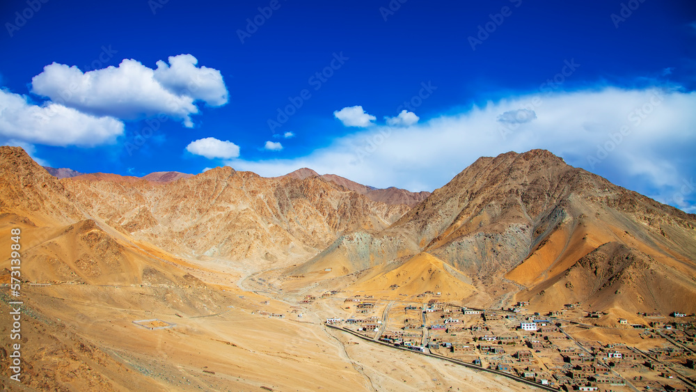 Panorama landscape of village in dessert territory. The countryside of ...