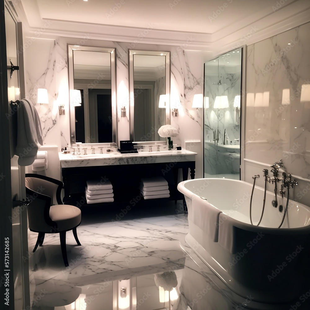 Ai generative luxury bathroom jacuzzi Stock Illustration | Adobe Stock