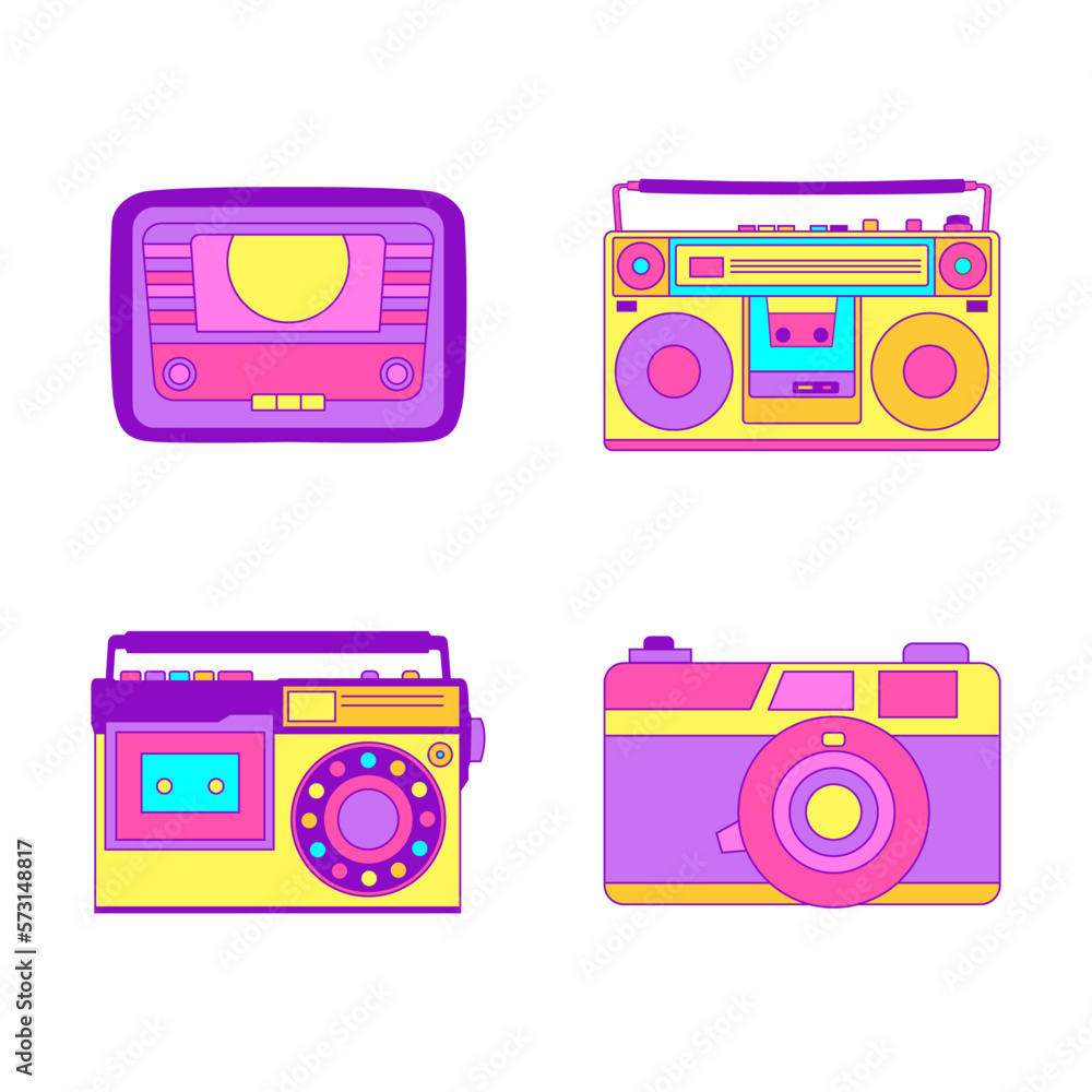 Flat design Nostalgic 90s technology elements collection. Retro vintage ...
