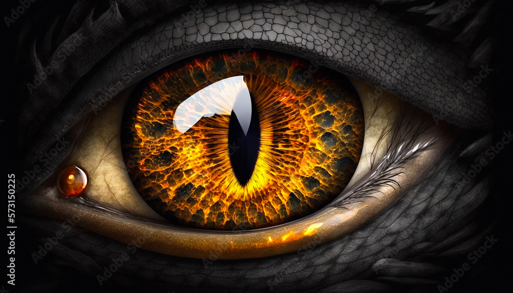 Dragon eye in close-up. Dark background. Fantasy monster looking ...