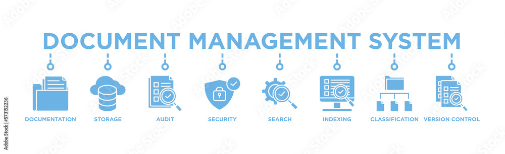 Document management system banner web icon vector illustration concept ...